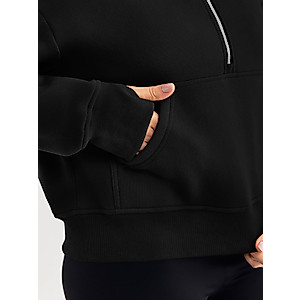 Trendy Queen Womens Oversized Sweatshirts Hoodies Half Zip Pullover Quarter Zip Pullover Fall Outfits Fashion Clothes 2024 Long Sleeve Fleece Winter Sweaters Jackets Y2k Cute Teen Girls Black