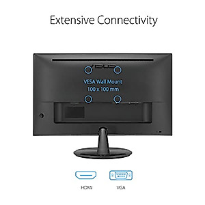 ASUS 21.5” Monitor (VP227HE) - Full HD, 75Hz, Adaptive-Sync/FreeSync, Eye Care, Low Blue Light, Flicker Free, HDMI, VGA, Frameless, Ergonomic Tilt, Wall Mountable ,BLACK