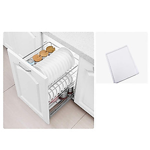 Dish rack Kitchen Sliding Cabinet, Professional Chromed Metal Slide Cabinet Pull Out Organizer Wire Storage Basket Drawer Kitchen Cabinets for Base Cabinets