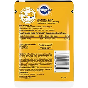 Pedigree High Protein Wet Dog Food Pouches, Beef and Pork Tenderloin Flavor Cuts in Gravy, 3.5 oz. Pouches, 16 Count