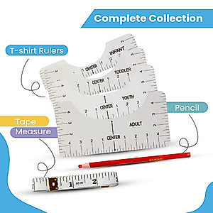 Simply Stocked Tshirt Ruler Guide for Vinyl Alignment - 4 Pcs of PVC T Shirt Rulers to Center Designs for Heat Press - 10 Inch Guides for T-Shirts of All Sizes (Transparent - Small)