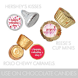 Valentine's Day Stickers for Kids, Valentine Label Stickers for Chocolate Kisses Candy - 180 Count