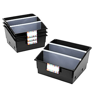 Really Good Stuff 4-Pack Single-Color Picture Book Classroom Library Bins With Dividers