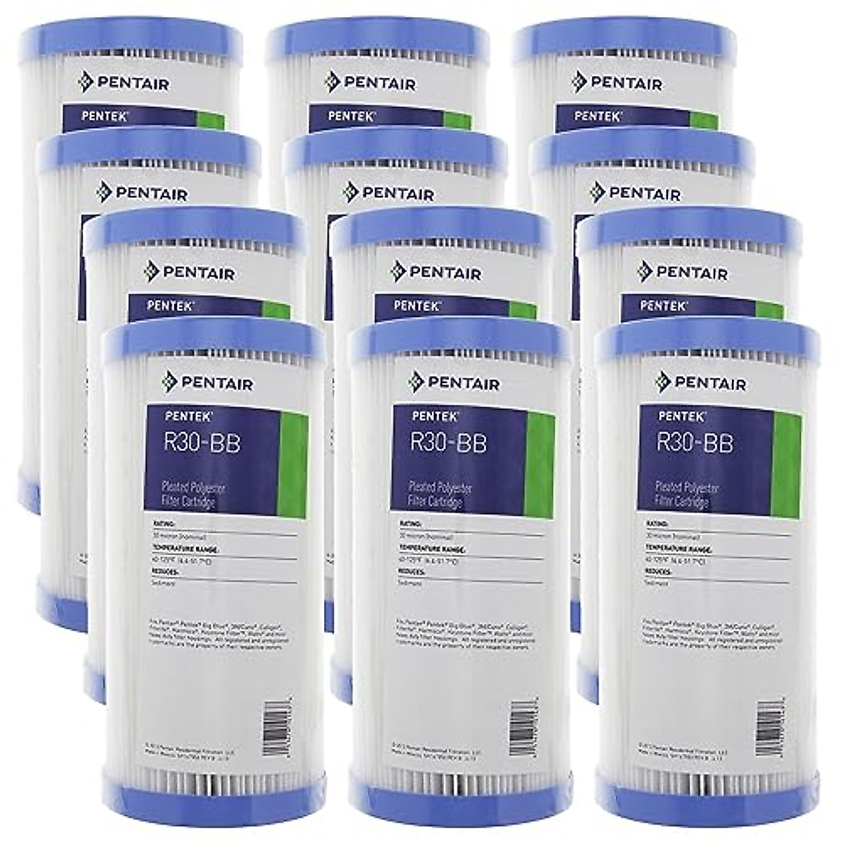 Pentek R30-BB 30 Micron Big Blue Heavy Duty 10x4.5 inch Sediment Filter 12 Pack