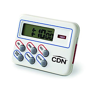 CDN Digital Timer and Clock Memory Feature, 6.8 x 4.5 x 0.9 inches, Cream