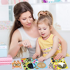 HubirdSall 45Pcs Cats Make-a-Face Stickers Make You Own Cats Holographic Stickers Games School Activity Reward for Kids Teacher Art Craft Birthday Gift Party Favors Room Decor Sticker for Children