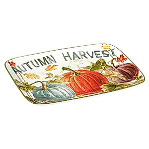 Certified International Autumn Harvest Rectangular Platter. 14" x 10", Multicolor