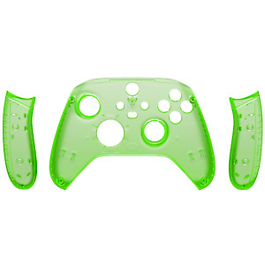 eXtremeRate Side Rails Grips Shell for Xbox Core Wireless Controller, Clear Green Replacement Part Front Housing Cover Handles Faceplate for Xbox Series X & S Controller [Controller Excluded]