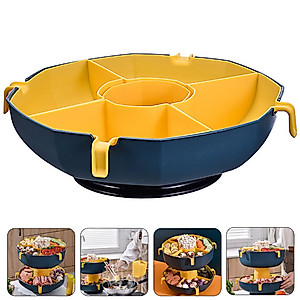 Cabilock Divided Serving Platter Rotatable Hot Pot Vegetable Tray Veggie Platter with Colander Compartment Snack Serving Plate for Party Appetizers Dried Fruit Candy Nut Charcuterie