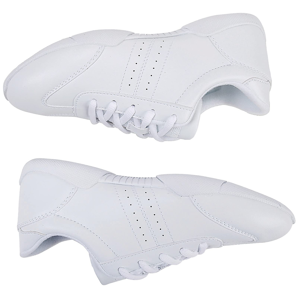 BAXINIER Women White Cheerleading Dancing Shoes Athletic Training Tennis Walking Breathable Competition Cheer Sneakers - White 7 Women