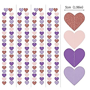 Rose-Gold Pink-Purple Party-Decorations Heart Garland - 52Ft Streamers Baby Shower Decorations Girl Women Birthday Hanging Paper Banner,Valentines Day Wedding Engagement Decor Lasting Surprise