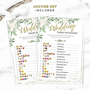 Bridal Shower Games (Set of 5 Activities for 50 Guests) - 5x7 Cards, Double-Sided, Floral Rustic Greenery Theme - Includes Marriage Advice Cards, Bridal Emoji - Wedding Shower Decorations Favors Party Supplies