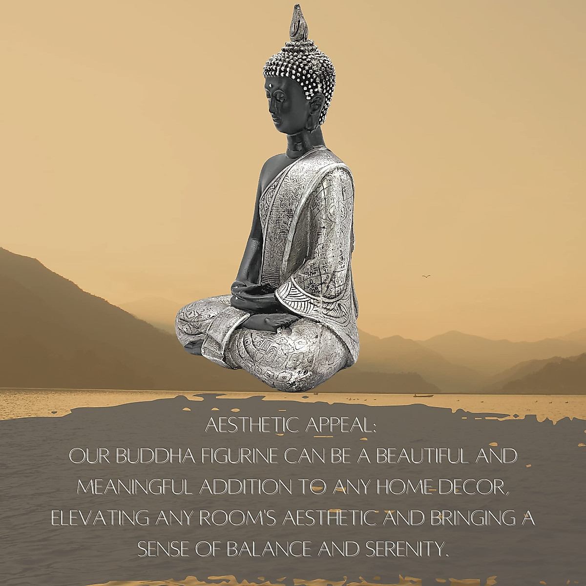 Bellaa 28526 Rustic Buddha Statue Japanese Style Zen Garden Sculpture Figurine Meditating Sitting Dhyana Mudra Lotus Pose Yoga Altar Peace Harmony Home Decor 8 inch