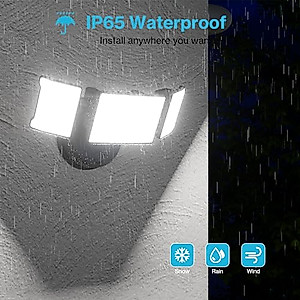 Olafus 60W Flood Lights Outdoor 2 Pack, Switch Controlled LED Security Lights 6000LM, 6500K Outside Floodlight, IP65 Waterproof Exterior Light Fixture for House, Yard, Garage, Wall/Eave Mount Black