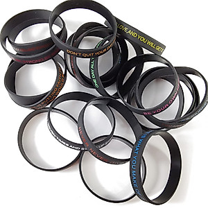 YOOHUA 60CS Inspirational Rubber Bracelet Motivational Quote Silicone Bracelets 20 Styles Black Stretch Wristbands for Men Women Teens