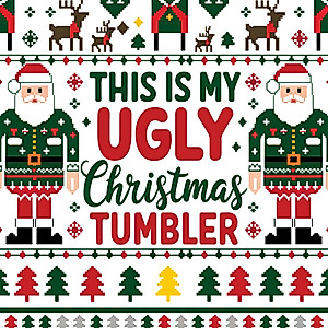 Hogg Christmas Tumbler with Lid and Straw 20oz, Ugly Christmas Sweater Funny Tumblers for Women, Holiday Gifts for Adults, Christmas Coffee Mugs, Christmas Cups, Holiday Tumbler
