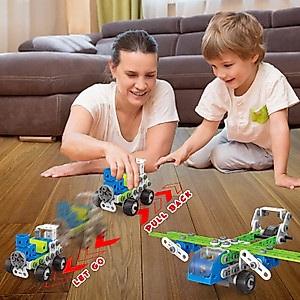 LETBEFUNA 18-in-1 Erector Set for Boys 6-12, STEM Building Toys for Kids Ages 5 6 7 8 9 10 1112 Year Old Boys Girls, 175 PCS DIY Construction Learning Toy with Pull Back Function Toys for Kids