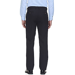 Soojun Men's Classic Fit Hidden Expandable Waist Flat Front Dress Pant, Black, 34Wx30L