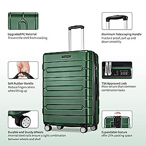Fochier 3 Piece Expandable Luggage Set with TSA Lock, Hard Shell Rolling Suitcase Set with 4 Spinner Wheels for Women Man, 20 24 28 Inch