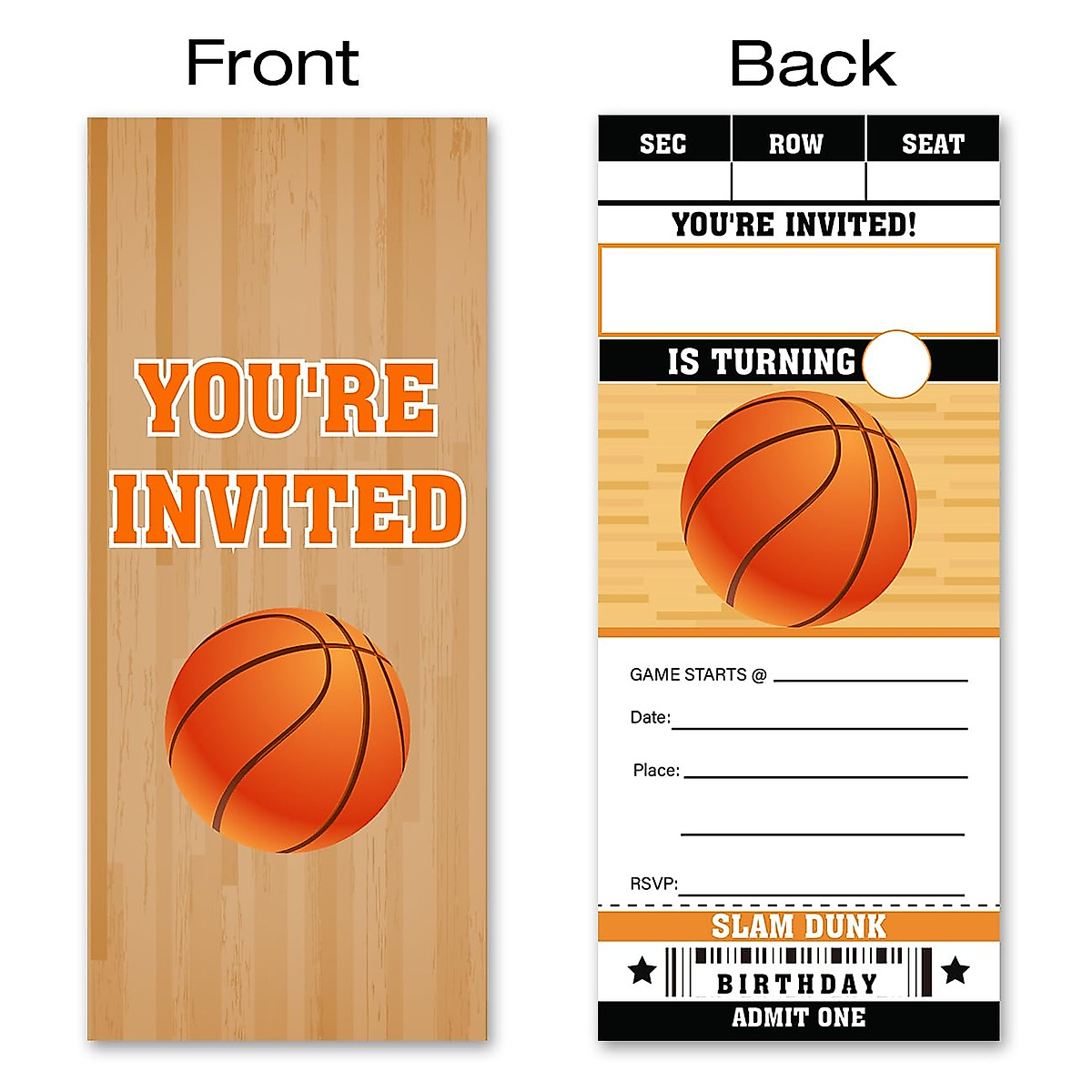VAHATAN Basketball Birthday Party Invitations 20 Pack Basketball Theme Ticket Invitations with Envelopes Invites Cards