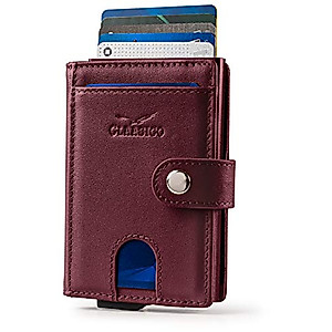 Claasico Men Slim Bifold Pop Up Wallet & Credit Card Case | Compact Card Holder w/Pop Out Button & ID Window