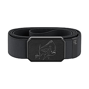 Groove Life and Guy Harvey Mahi Gun Metal/Deep Stone Groove Belt - Men's Stretch Nylon Belt with Magnetic Aluminum Buckle, Lifetime Coverage - Medium (33-36")