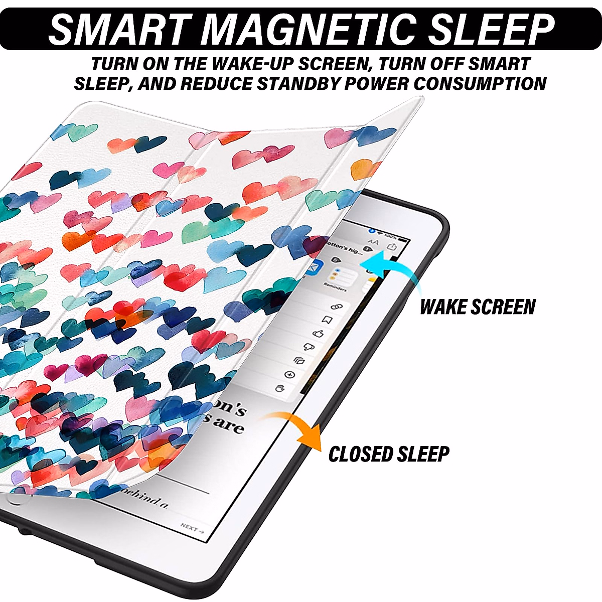 Deokke Compatible with iPad 10.2 inch Case,9th /8th /7th Generation Case(2021/2020/2019) with Pencil Holder Soft TPU Back Case,Auto Sleep/Wake Cover,Cute Aesthetic for Girls Women-Raining Hearts