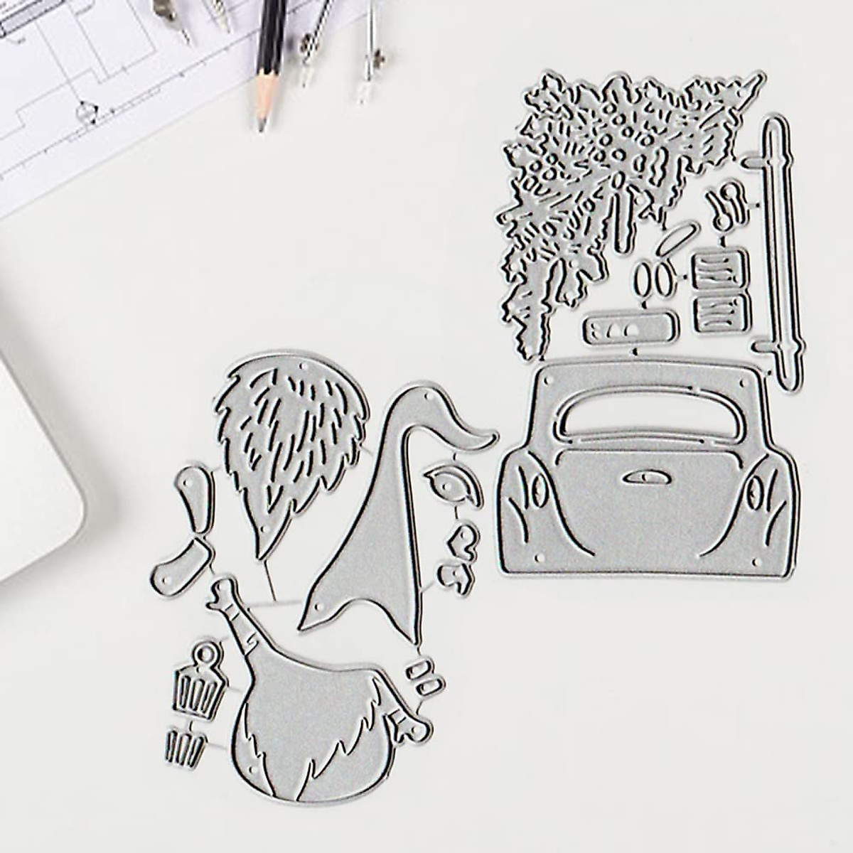 2PCS Gnome Car Dies for Card Making, Christmas Tree Dwarf Leaf Cutting Die for Scrapbooking on Clearance Paper Crafting Decor DIY Album