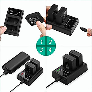 FirstPower DMW-BLC12 Battery and Dual USB Charger for Panasonic Lumix DMC-G7, DMC-G85, DMC-G95, DMC-FZ1000, DC-FZ1000 II, DMC-GH2, DMC-G5, DMC-G6, DMC-GX8, DMC-FZ200, DMC-FZ300, DMC-FZ2500 Cameras