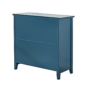 Wood Accent Buffet Sideboard Storage Cabinet with Doors and Adjustable Shelf, Entryway Kitchen Dining Room, Dark Teal