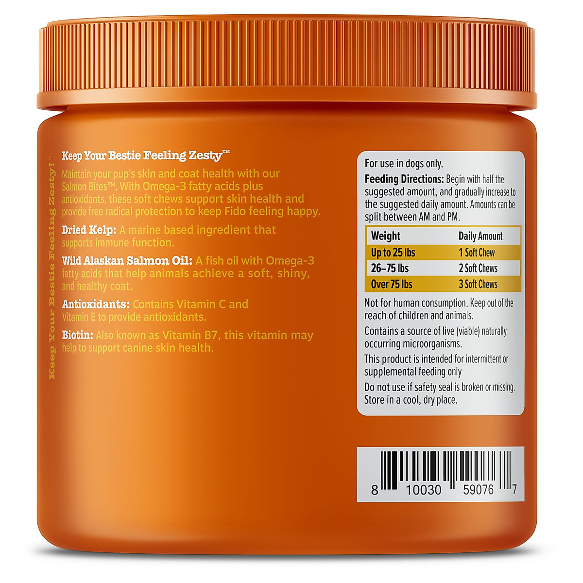 Zesty Paws Salmon Bites for Dogs - Omega 3 Fish Oil for Dogs Chews - Dog Allergy Relief Chews - Fish Oil for Dogs Joints - Itch Relief for Dogs - Dog Supplement for Arthritis - 90ct - Bacon Flavor
