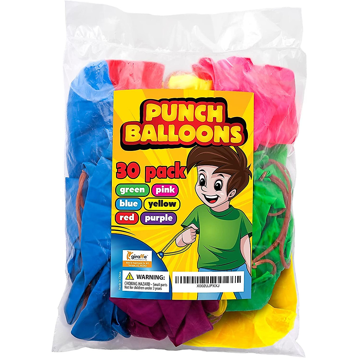 Giraffe - Easter Basket Stuffer - Neon Punch Balloons - (30 Count) I Punch Balloons Party Favors for Kids I Heavy Duty Punching Balloons with Rubber Bands I Punching Balloons for Kids I Birthday Party