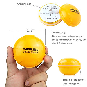 Venterior Portable Rechargeable Fish Finder Wireless Sonar Sensor Fishfinder with Water Resistant Bag Case
