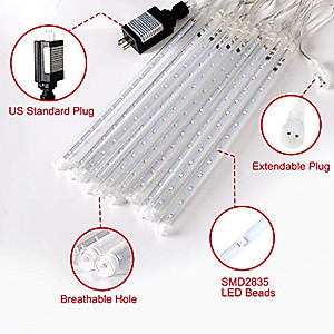 Blingstar Meteor Shower Lights 30CM 10 Tubes 240 LED Christmas Lights Plug in Snowfall LED Lights Outdoor Waterproof Falling Rain Lights for Tree Holiday Porch Yard Patio Roof Party Decoration, Red