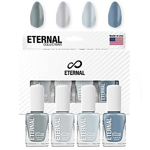 Eternal Gray Nail Polish Set for Women (MINIMALIST) - 13.5ML 4 pc Light Nail Polish Set for Girls - Long Lasting & Quick Dry Natural Nail Polish Kit for Home DIY Manicure & Pedicure - Made in USA