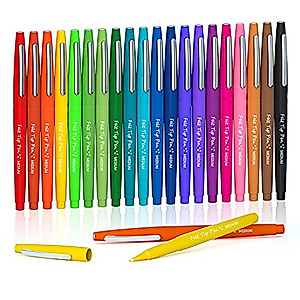 Lelix 20 Colors Felt Tip Pens, Medium Point Felt Pens, Assorted Colors Markers Pens For Journaling, Writing, Note Taking, Planner Coloring, Perfect for Art Office and School Supplies