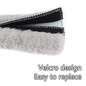 2PCS Fluffy Seat Belt Cushion - Extra Soft Rabbit Faux Fur for Seatbelt Covers - Great for Cold Weather,Car Seat Strap and Backpacks Comfort (Grey)