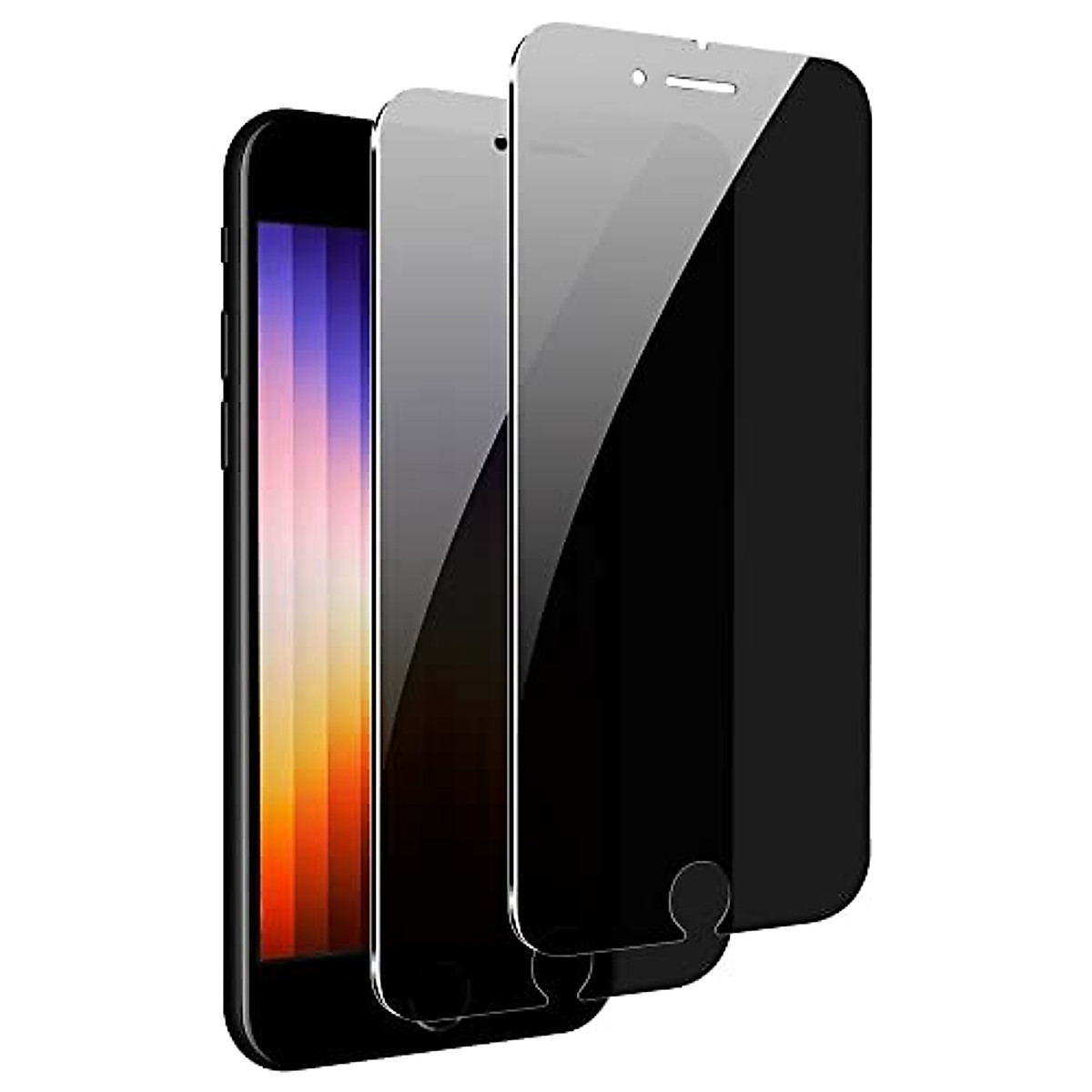 Fotbor Privacy Screen for iPhone SE 2020/2022, iPhone 2nd/3rd Generation Privacy Screen Protector, iPhone SE 2020/2022 Screen Protector Tempered Glass, 4.7-Inch, Anti Spy, 2-Pack (dark)