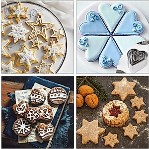 12PCS Cookie Cutters Set, Flower Round Heart Star Shape Biscuit Stainless Steel Metal Baking Molds Cutters for Kitchen