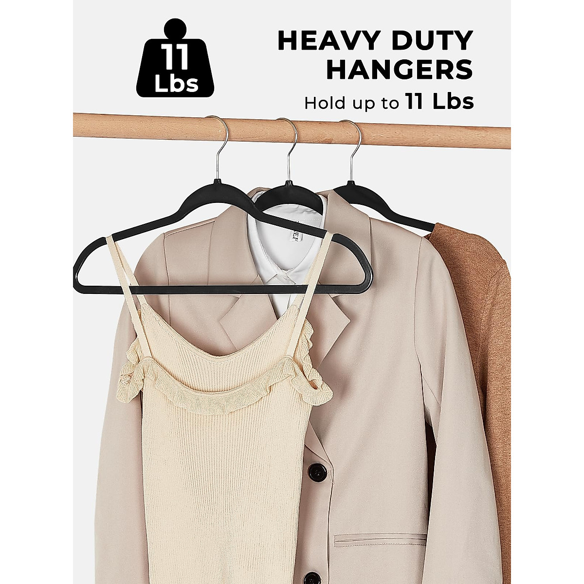 SMARTOR Plastic Hangers 50 Pack, Heavy Duty Plastic Hangers for Clothes - Non-Velvet Slim Hangers with 360° Swivel Hook & Clothes Thin Hangers - Durable Coat Hangers, Space Saving Hangers - Black