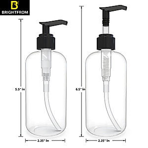 BRIGHTFROM Empty Lotion Pump Bottles 8 Oz, Refillable Plastic Containers, BPA-Free PETE1, Clear, Great for - Soap, Shampoo, Lotions, Liquid Body Soap, Creams and Massage Oil's (Pack of 2, Black)