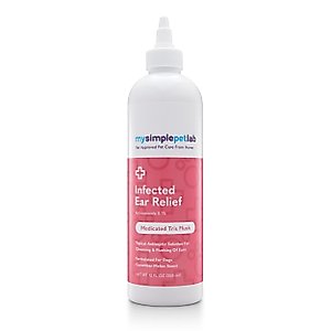 MySimplePetLab Dog Ear Infection Relief I Medicated Tris Flush Dog Ear Cleaner I Infection Treatment with Ketoconazole 12 oz