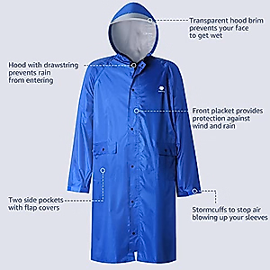 Anyoo Hood Rain Poncho Waterproof Lightweight Raincoat for Men Women Adult with Pocket for Hiking Camping Outdoor Activities