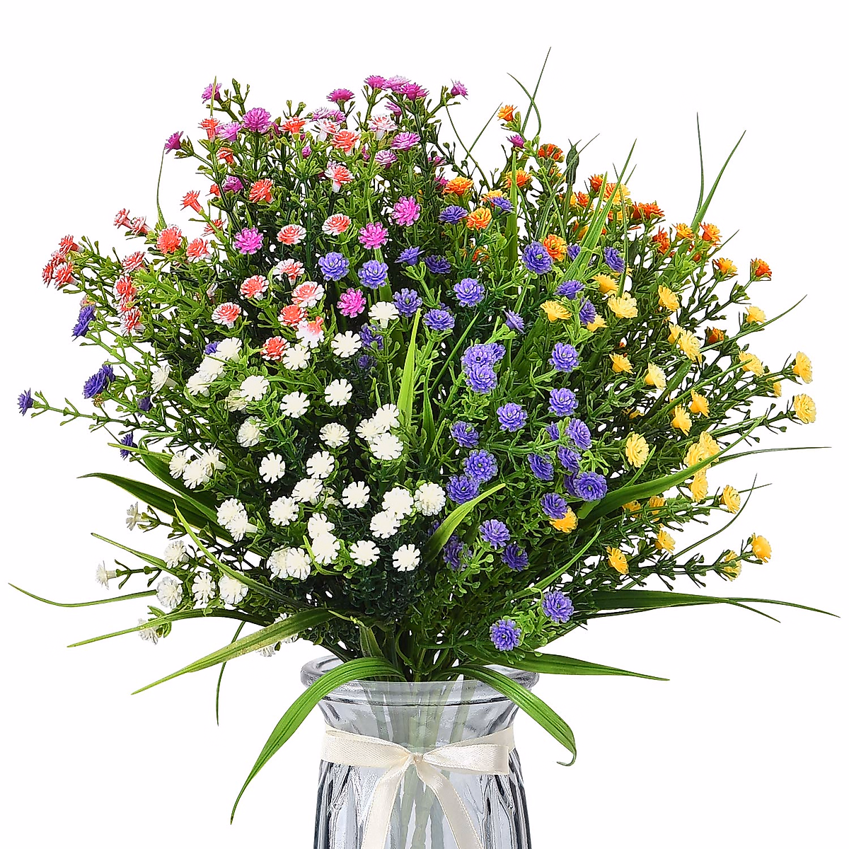 Sunm Boutique Artificial Baby's Breath Flowers, Gypsophila Bouquets Artificial Flowers Real Touch Baby Breath Flowers Bouquets for Garden Wedding Bridal Home Decor, 11.8 inches, Multi-Colour