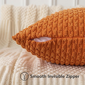 UGASA Soft Corduroy Pillow Covers Pack of 4 Boho Stripe Decorative Pillow Covers Pillowcases 18x18 Inch Home Decor Modern Farmhouse for Sofa Living Room Couch Bed, Orange