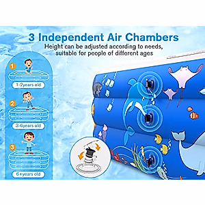 FUNAVO Inflatable Pool, 101" X71" X22" Blow Up Swimming Pools for Kids, Toddlers, Infant, and Adults, Full-Sized Family Kiddie Pool for Ages 3+, Outdoor, Garden, Backyard, Summer Water Party