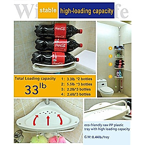 Alice Constant Tension Shower Caddy Pole, Commecial Grade Rustproof Corner Rack - Ivory