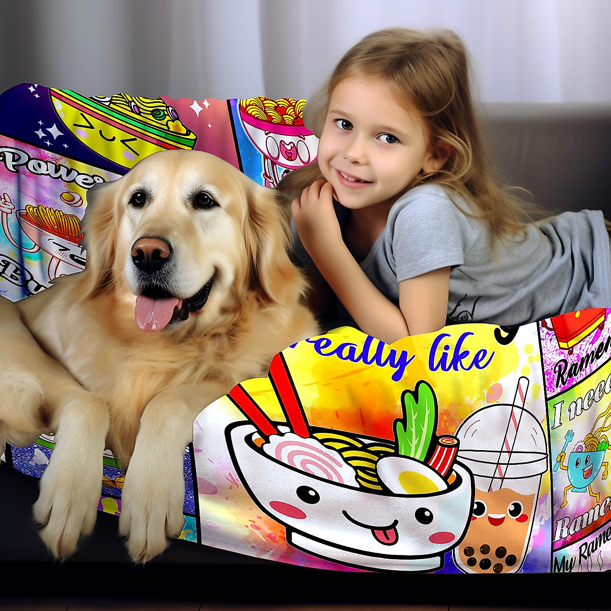 Anime Ramen Blanket Cartoon Ramen Blankets and Throws Bed Couch Sofa Christmas Birthday Gifts for Teens Boys Kids Girls Women Adults 50"X40"