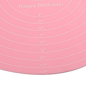Baking Mat Round Silicone Pastry Mat, Nonslip Sheet Mat with Measurement, Nonstick Dough Rolling Mat Food Grade Silicone Counter Mat for Making Cakes Cookies Macarons Bread and Pastry