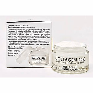 Delfanti-Milano • COLLAGEN 24K • Anti-Aging Night Cream • Face and Neck Moisturizer with pure Hyaluronic Acid • Made in Italy